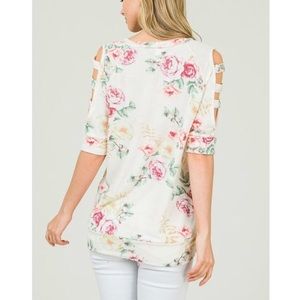 Tops | Ladder Sleeve Floral Print Top | Poshmark
